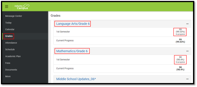 Parent View of Grades in Infinite Campus – GCA Student & Family Help Center