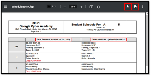 Student View of the Schedule in Infinite Campus – GCA Student & Family ...